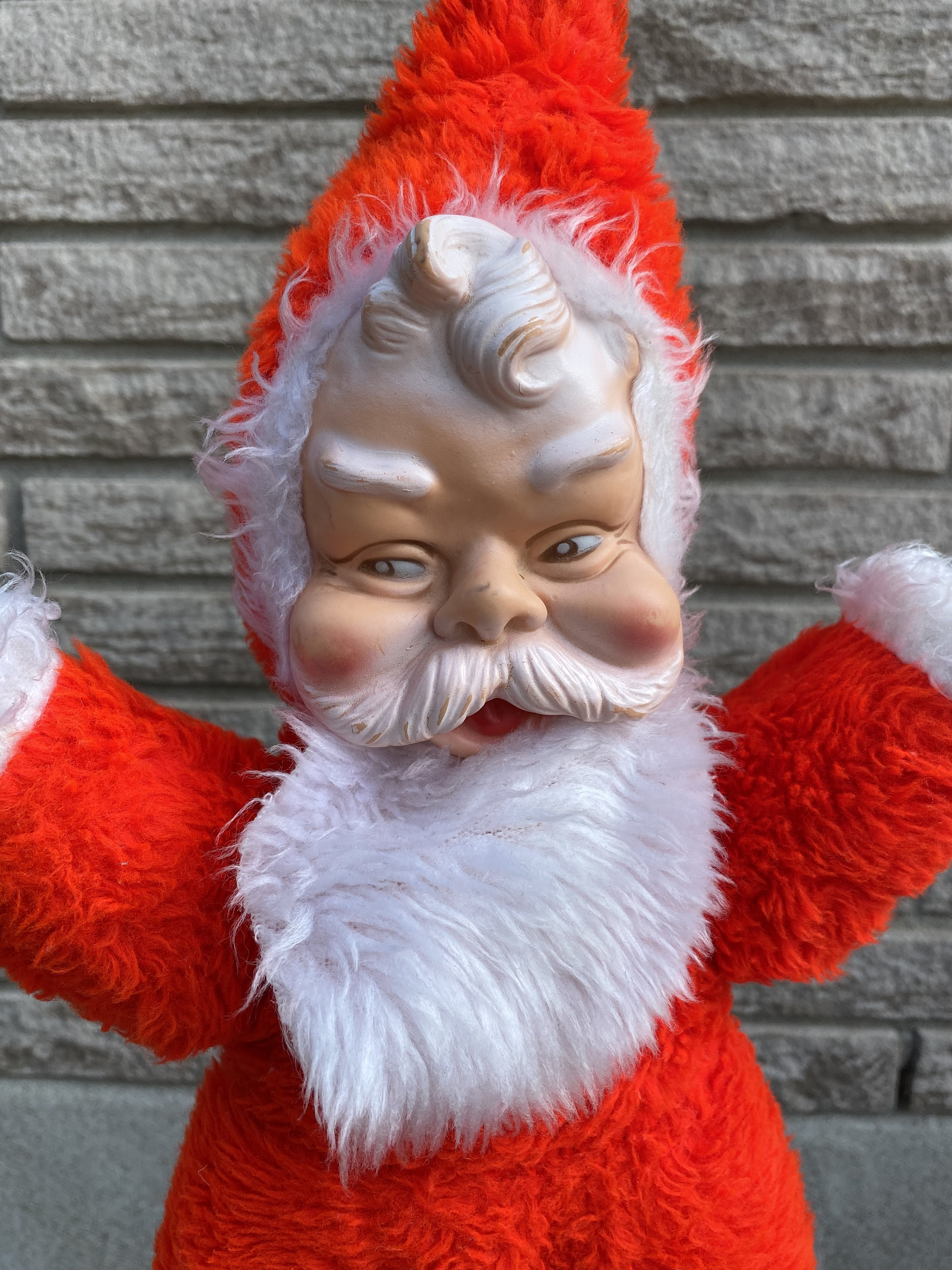 Vintage Rubber Face Santa Claus Plushy, Rubber Face Santa, Reminiscent ...
