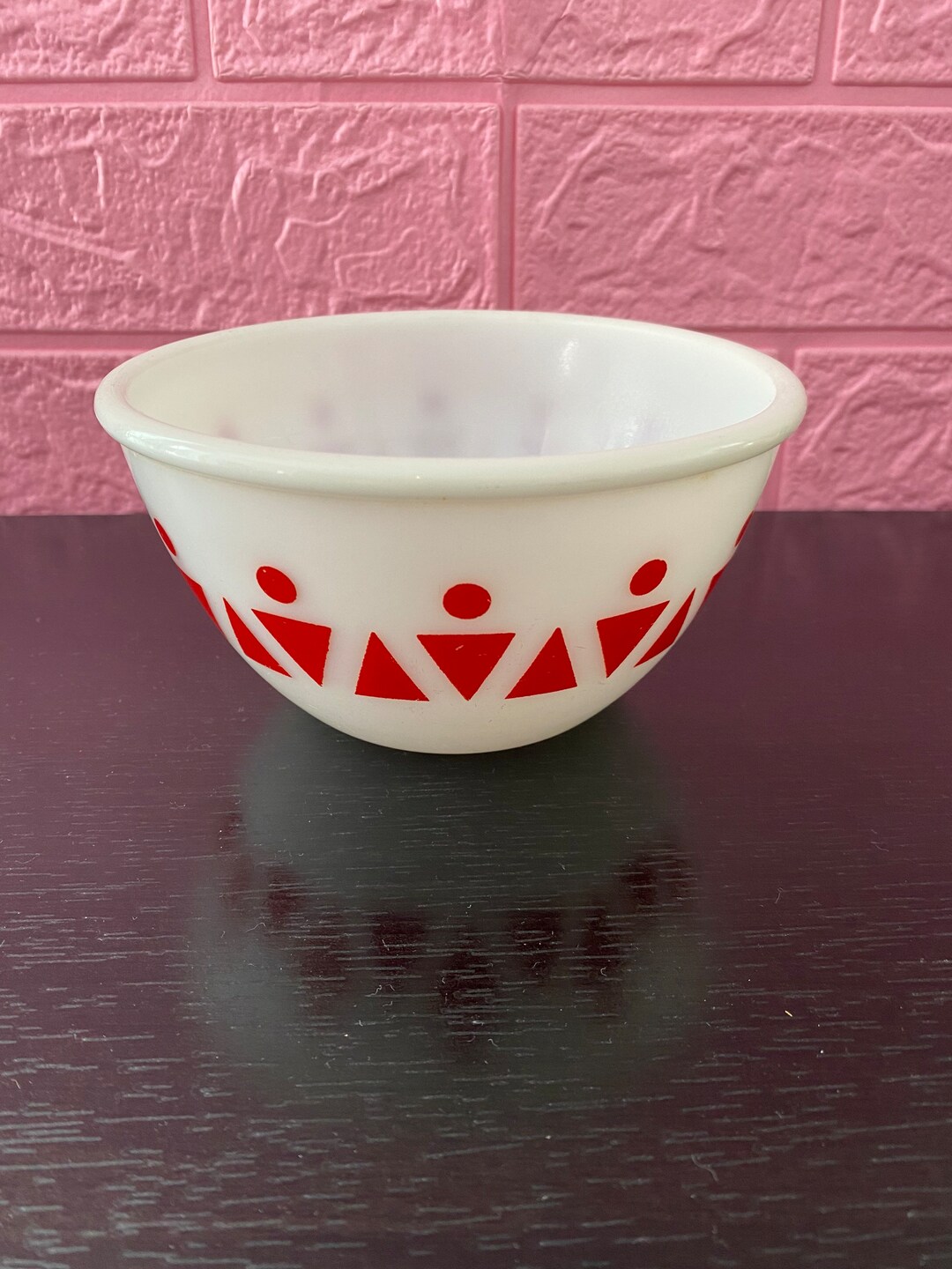 Vintage Pyrex, Vintage Hazel Atlas, Red Dots and Triangles Soup Bowl ...