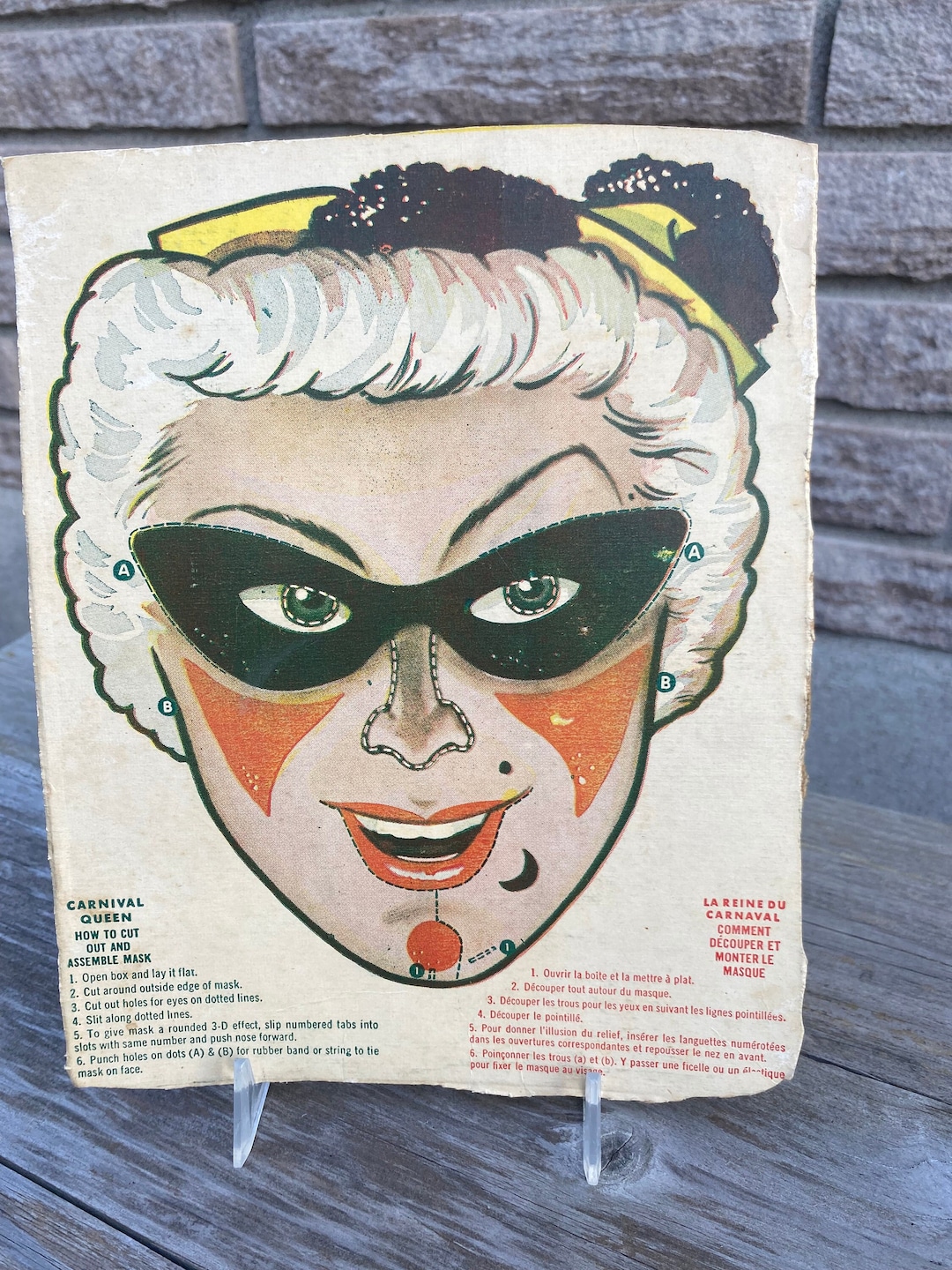 Vintage Kellogg's Halloween Cut-out Mask, Carnival Queen, Circa 1950s ...