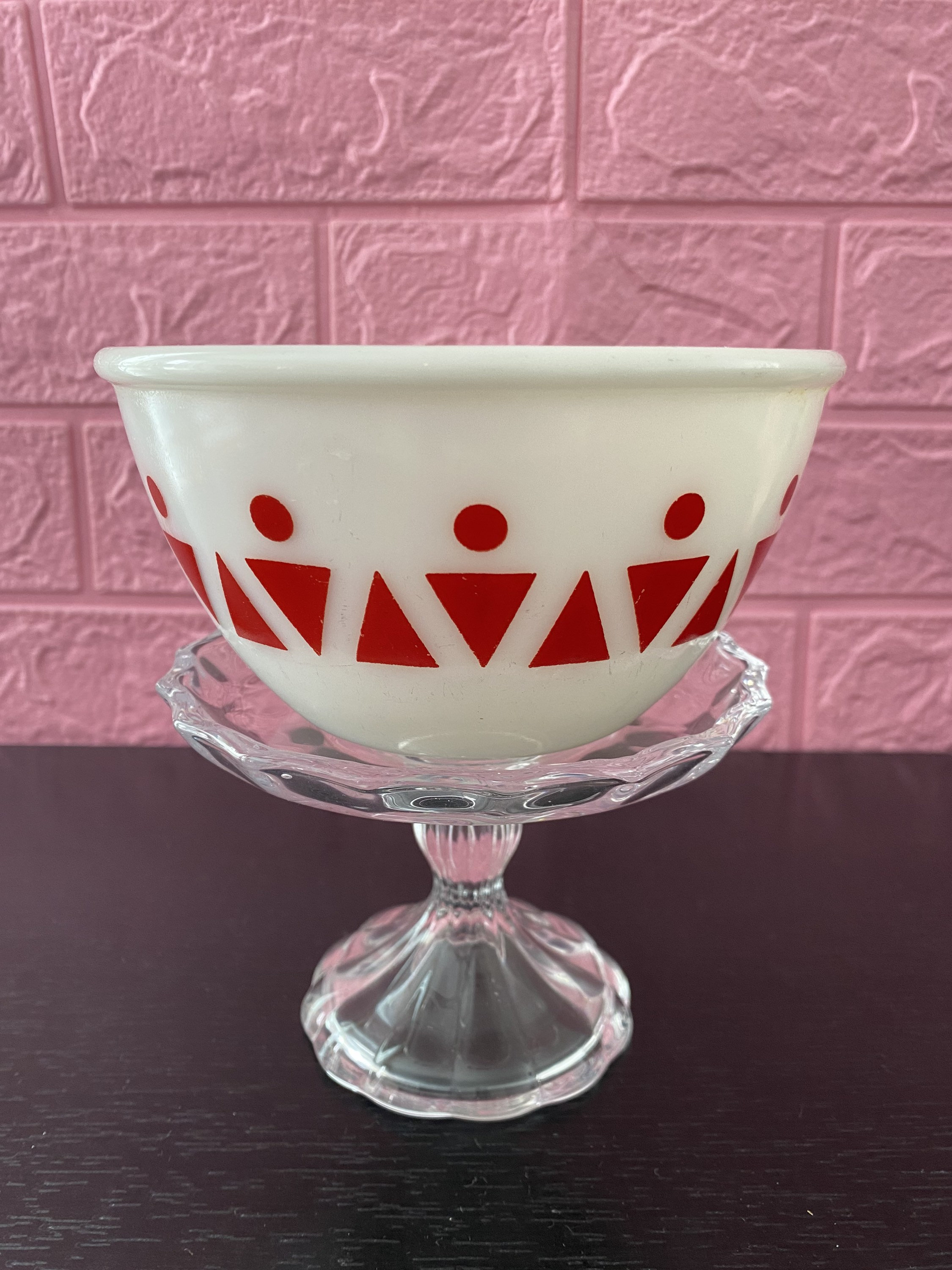 Vintage Pyrex, Vintage Hazel Atlas, Red Dots and Triangles Soup Bowl ...