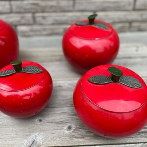 Vintage Enamelware Apple Canister Set, Mid Century Red Apple Aluminium ...
