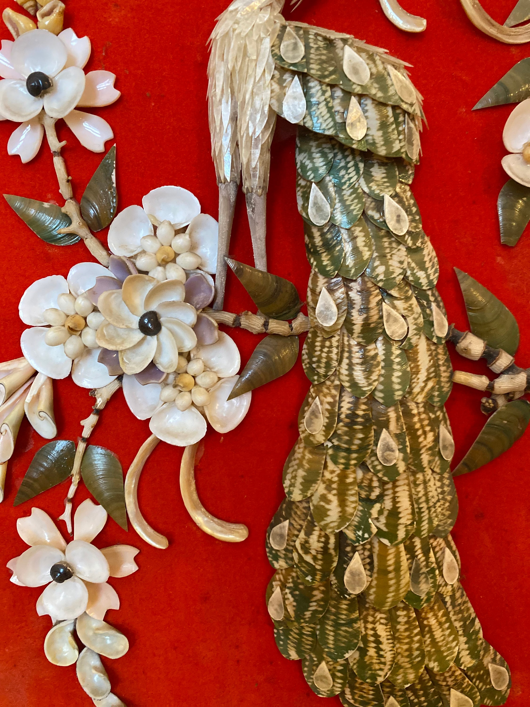 Vintage Peacock Shell Art / Asian Shell Art - Etsy