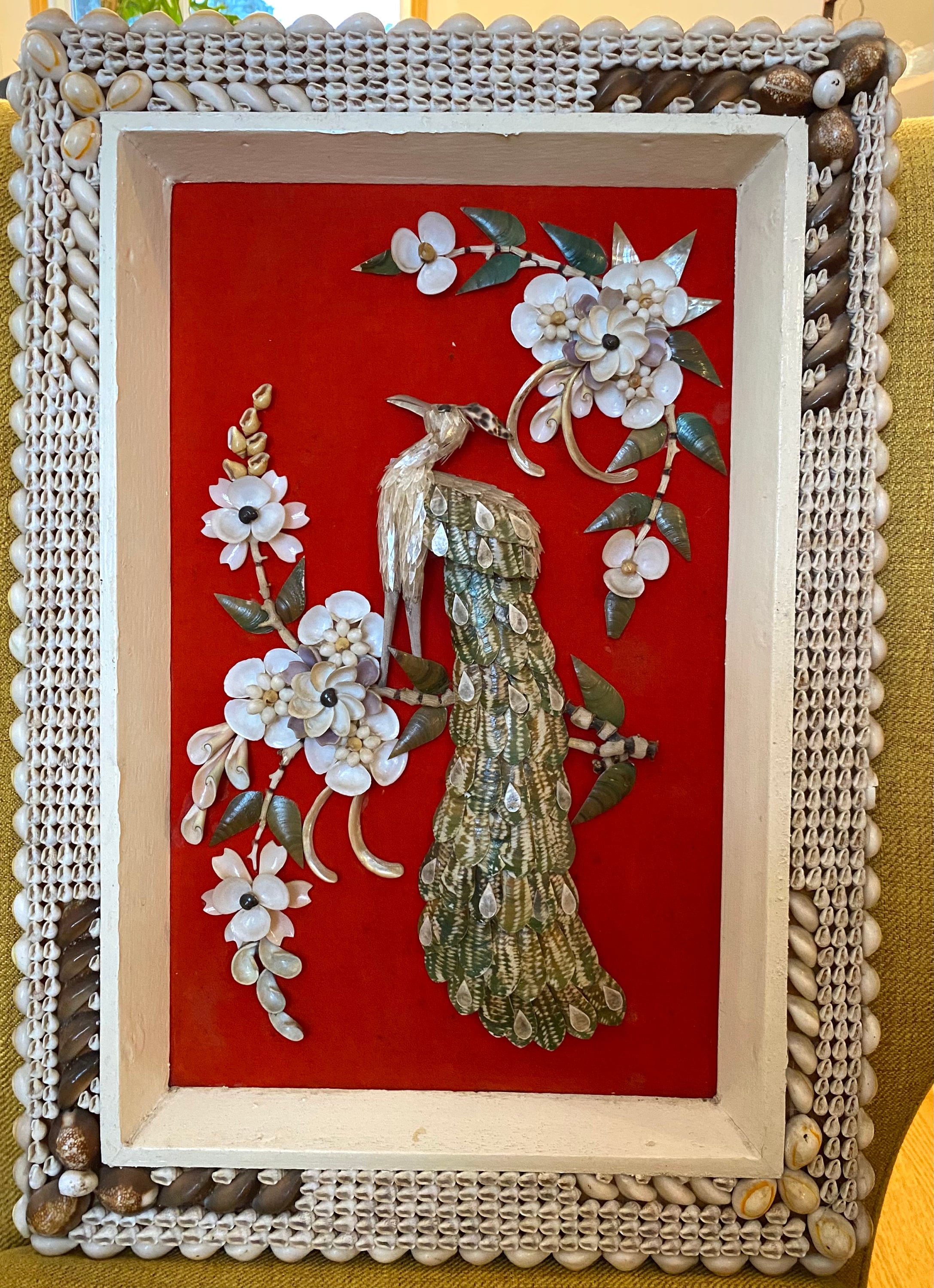 Vintage Peacock Shell Art / Asian Shell Art - Etsy