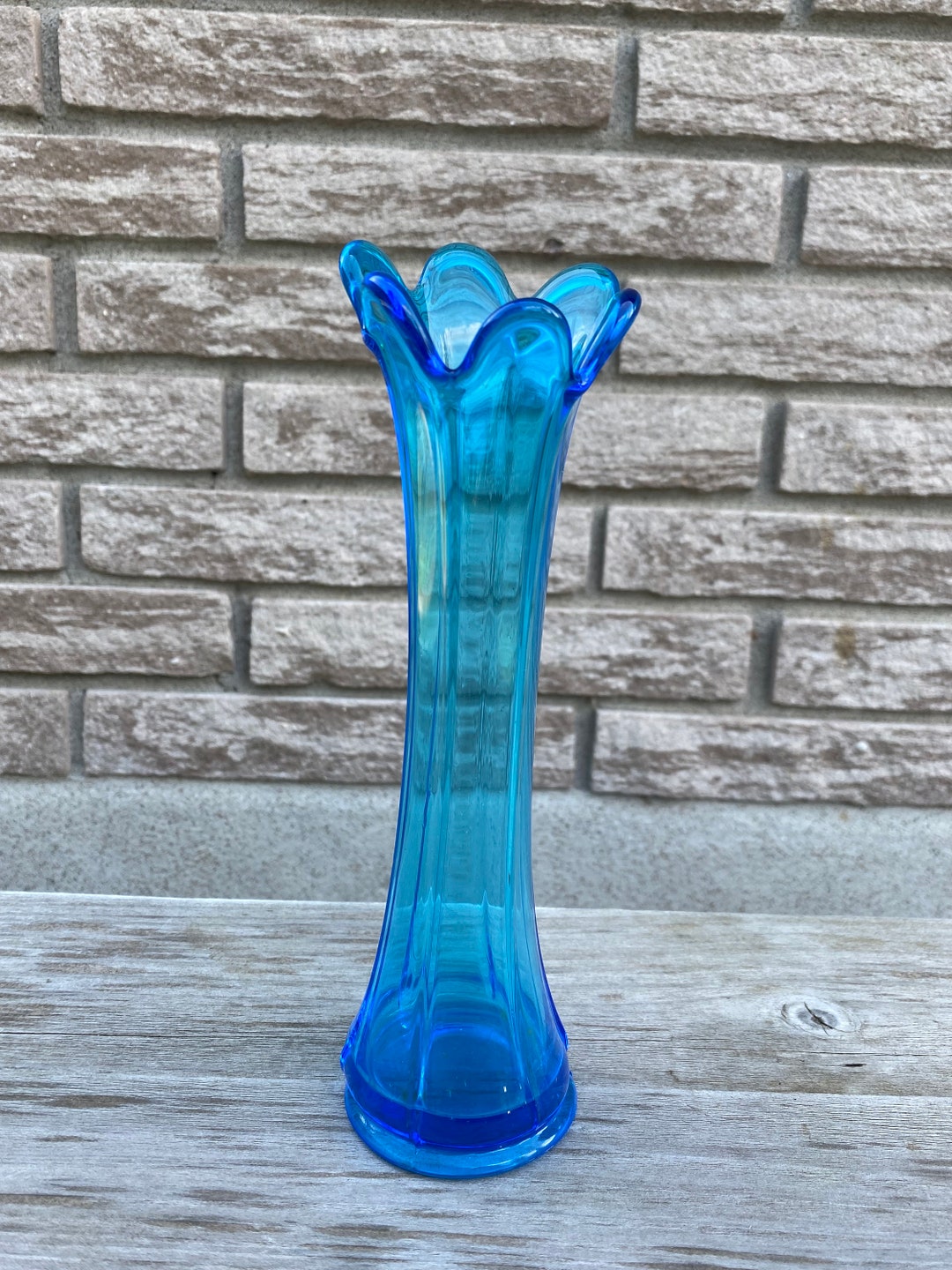 Vintage Turquoise Blue Vase, Swung Vase, - Etsy