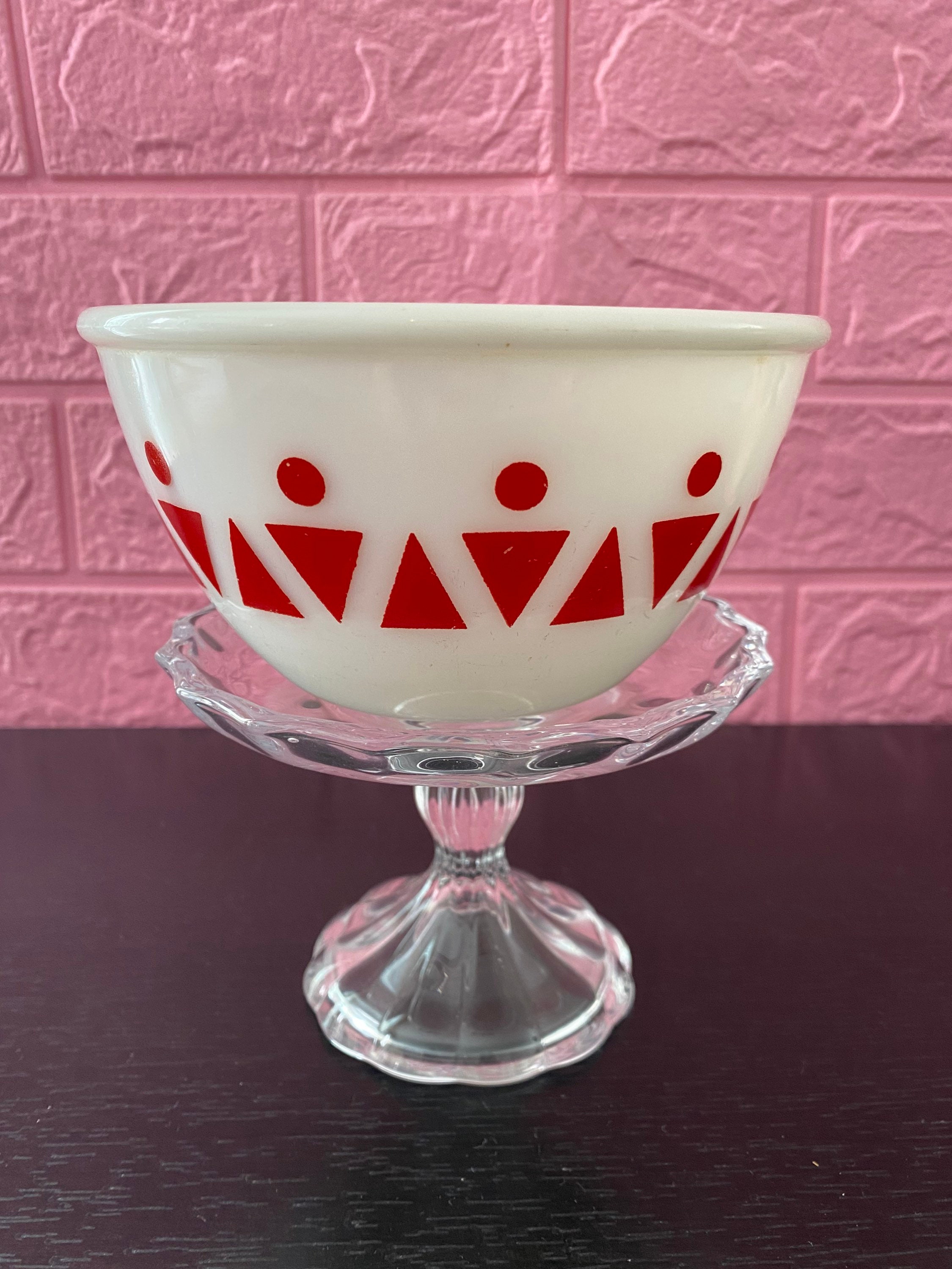 Vintage Pyrex, Vintage Hazel Atlas, Red Dots and Triangles Soup Bowl ...