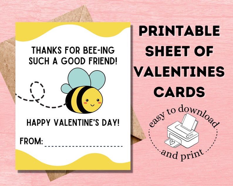 Printable Valentines Cards for Kids Bee Puns Valentines - Etsy