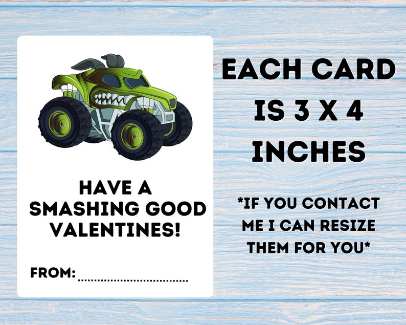 Printable Valentines Cards Monster Truck Valentines Cards - Etsy