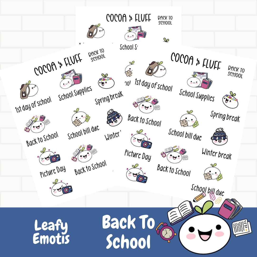 Back to School Leafy Planner Icons, Hand Drawn Planner School Time ...