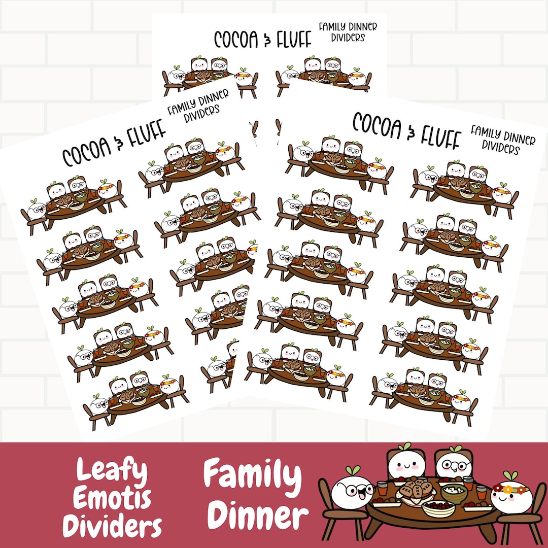 Family Dinner Planner Icons, Hand Drawn Leafy Icons, Leafy Planner ...