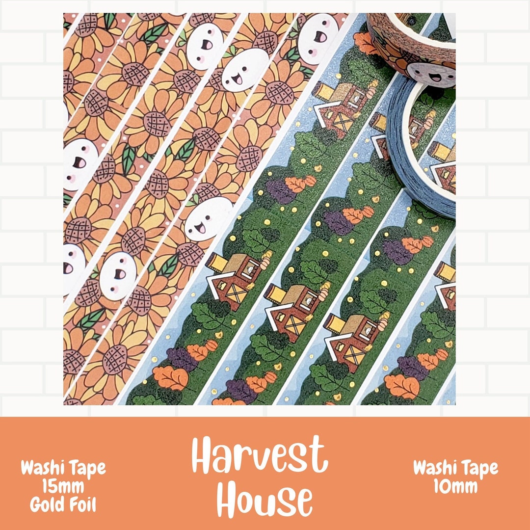 Harvest House Pattern Washi Tape (15mm/10m) / Foiled Fall Washi for ...