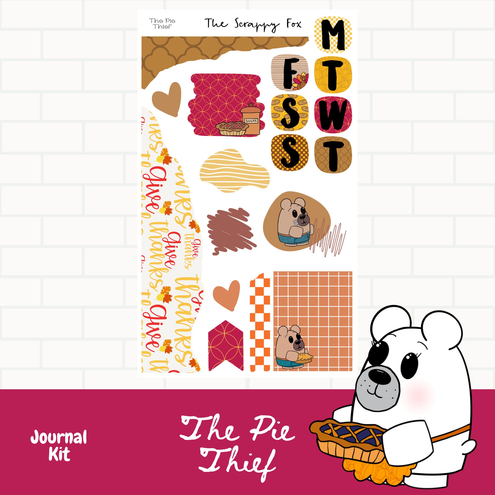 The Pie Thief Journaling Planner Stickers, Planner Sticker Kit, Fall ...