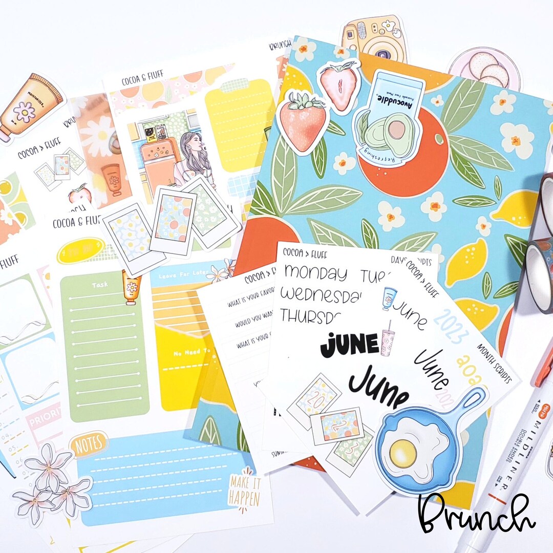 Brunch Journaling Bundle, Planner Sticker Kit, Journal Sticker Kit, Dot ...