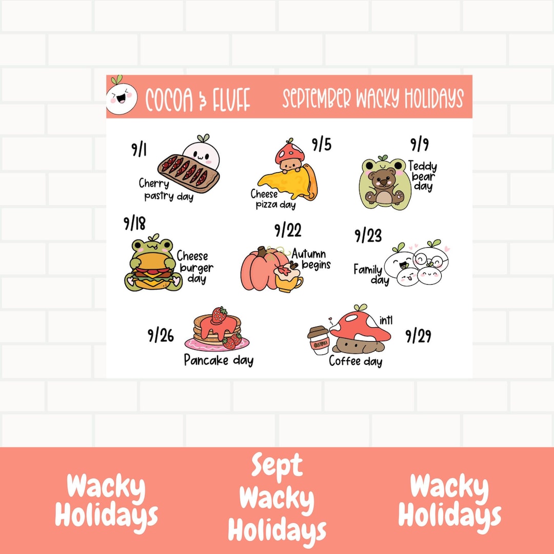 Wacky Holidays Leafy Planner Icons, Hand Drawn Stickers, Leafy Planner ...
