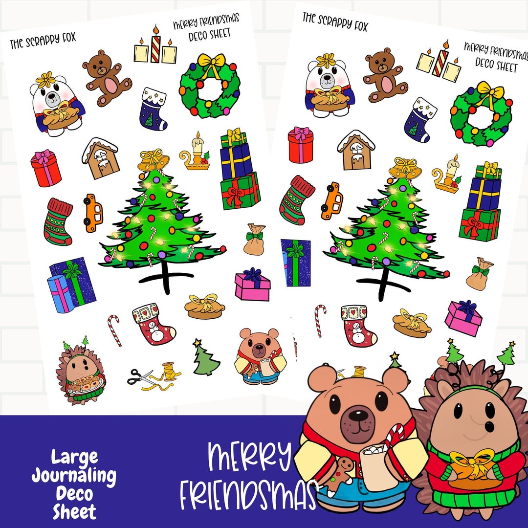 Merry Friendsmas Large Journal Deco Stickers, Holiday Sticker Kit, Hand ...