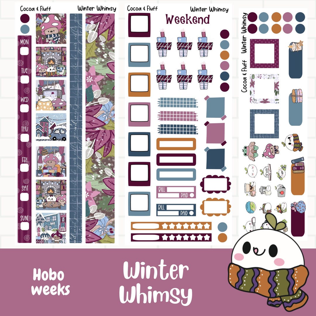 Winter Whimsy Adventures Planner Stickers, Planner Sticker Kit, Winter ...