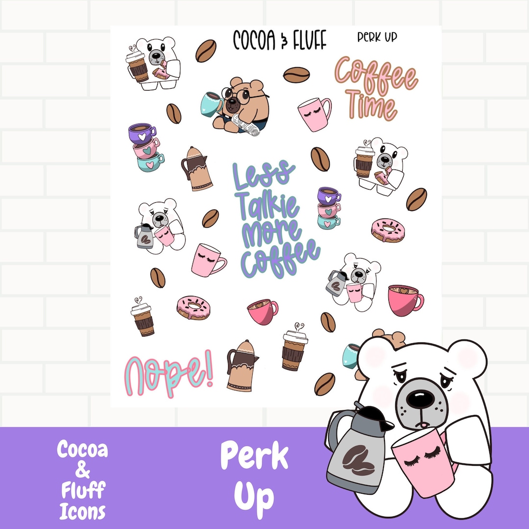 Perk up / Coffee Doodle Icons/ Icon Planner Stickers/ Hand Drawn ...