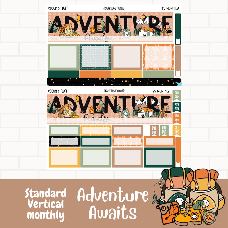 Adventure Awaits Planner Stickers, Monthly Planner Sticker Kit, Summer ...