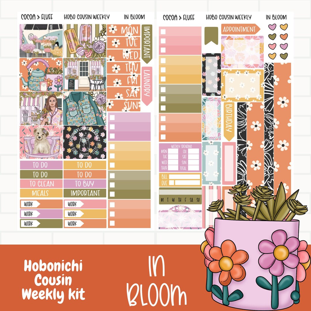 In Bloom Planner Stickers, Hobonichi Cousin Sticker Kit, Hobo Weekly ...