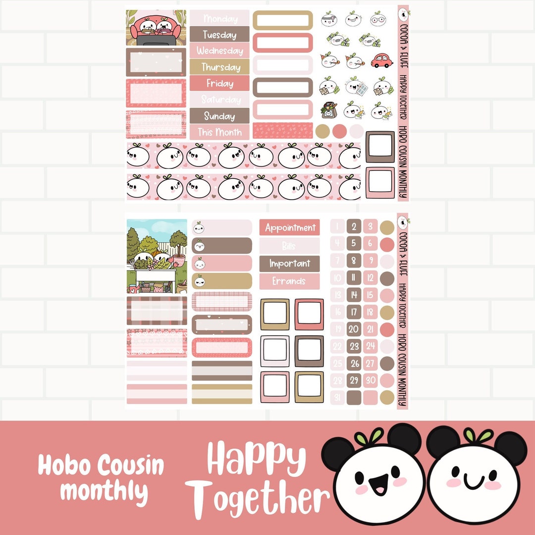 Happy Together Planner Stickers, Hobonichi Cousin Monthly Stickers ...