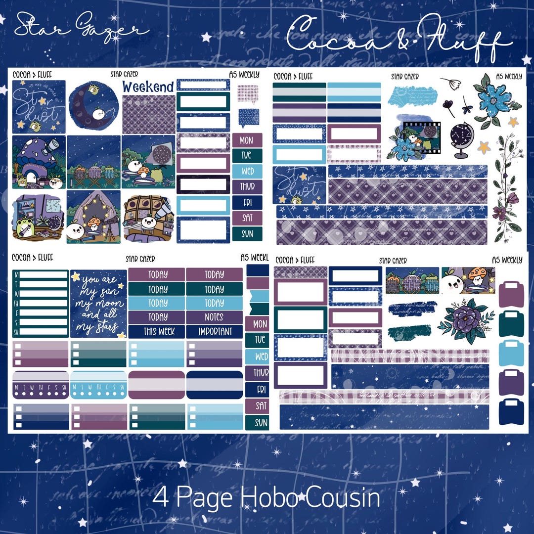 Star Gazer Planner Stickers, Hobonichi Cousin Weekly Sticker Kit, Hand ...