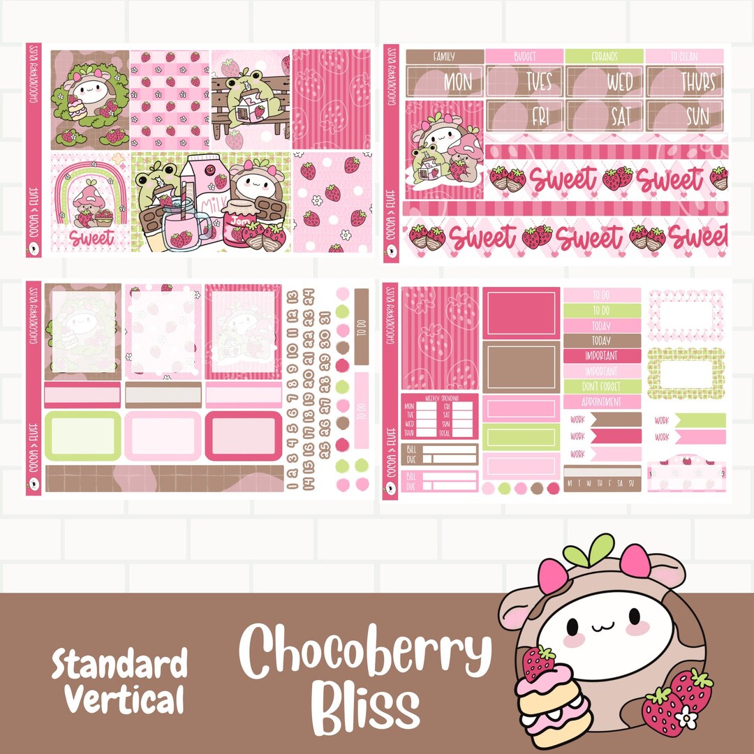 Chocoberry Bliss Standard Vertical Planner Stickers, Weekly Sticker Kit ...