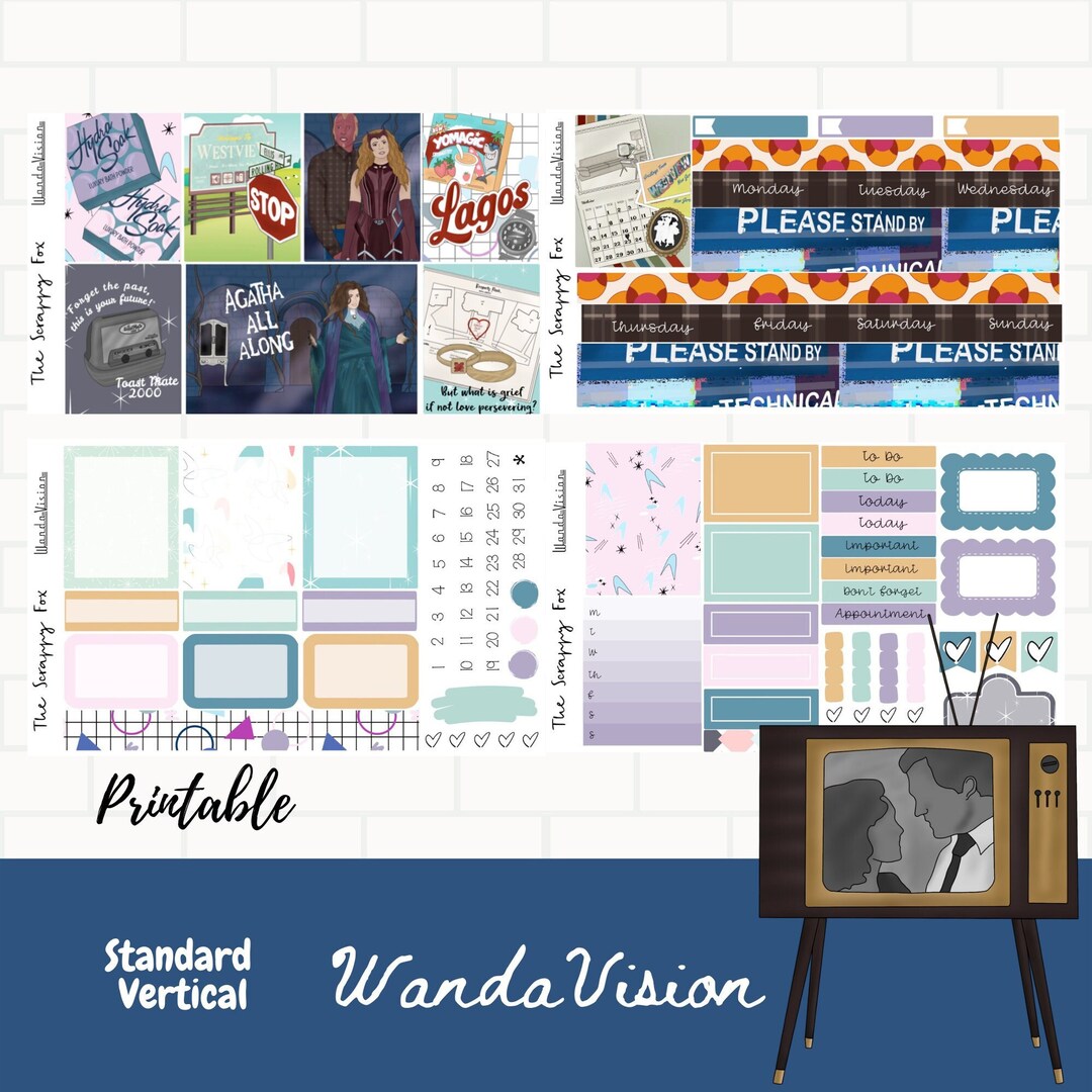Wandavision Planner Stickers, Planner Sticker Kit, Printable Sticker ...