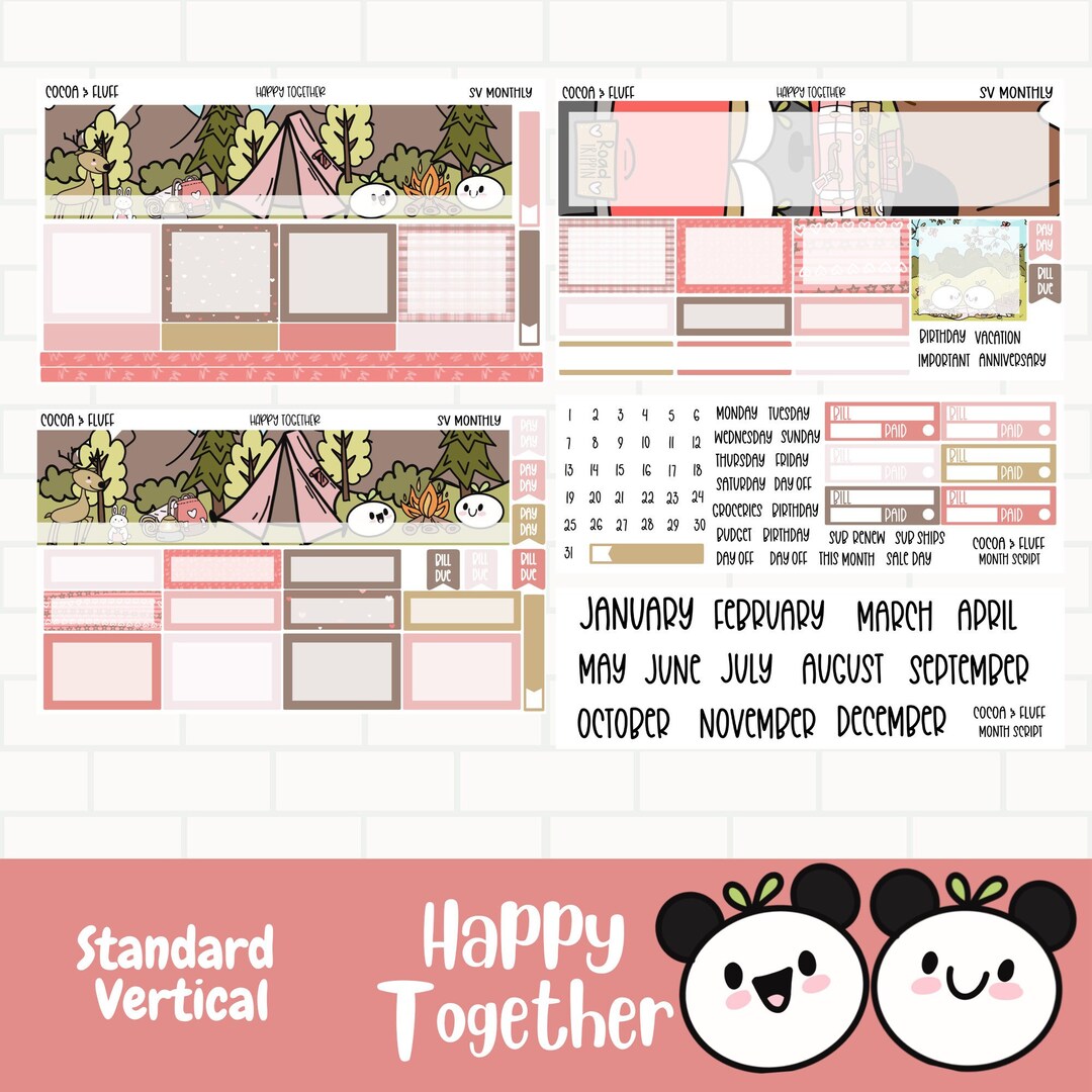 Happy Together Planner Stickers, Standard Vertical Monthly Sticker Kit ...