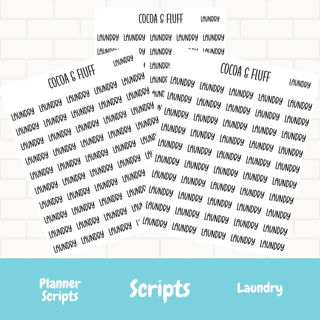 Laundry Script Stickers, Scripts, Chores Script Stickers, Home Scripts, Planner Scripts - Etsy