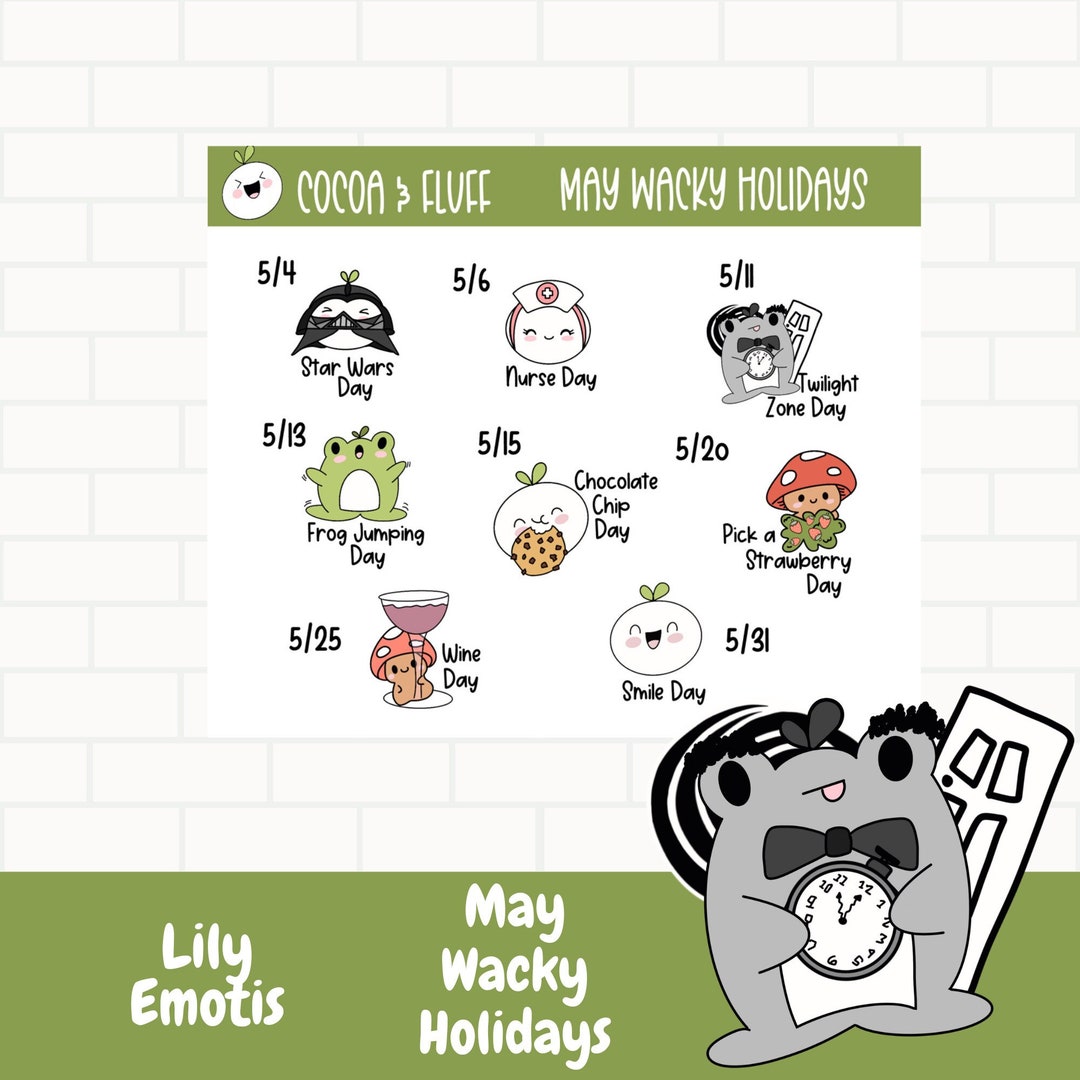 Wacky Holidays Leafy Planner Icons, Hand Drawn Stickers, Leafy Planner ...