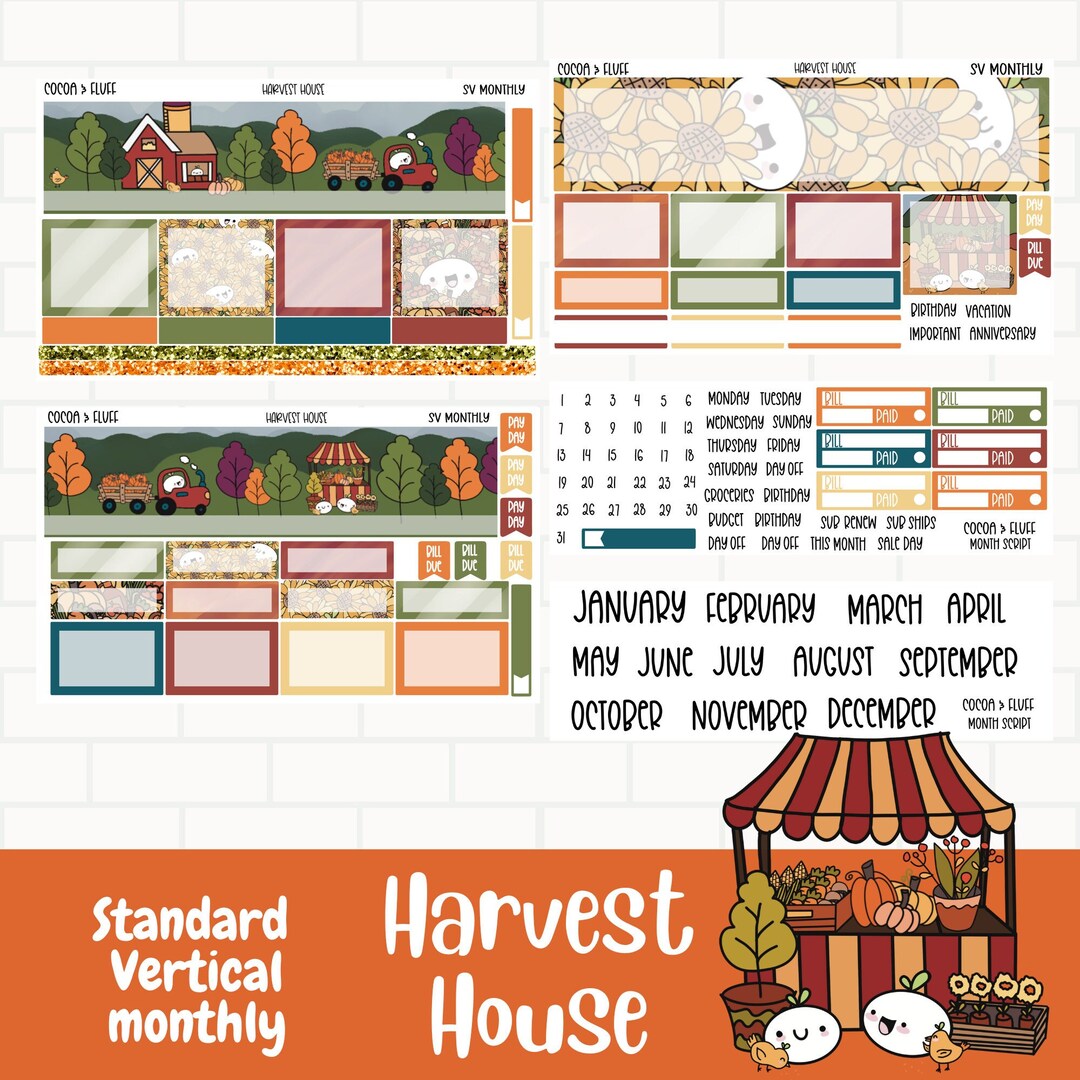 Harvest House Monthly Planner Stickers, Planner Sticker Kit, Fall Fair ...