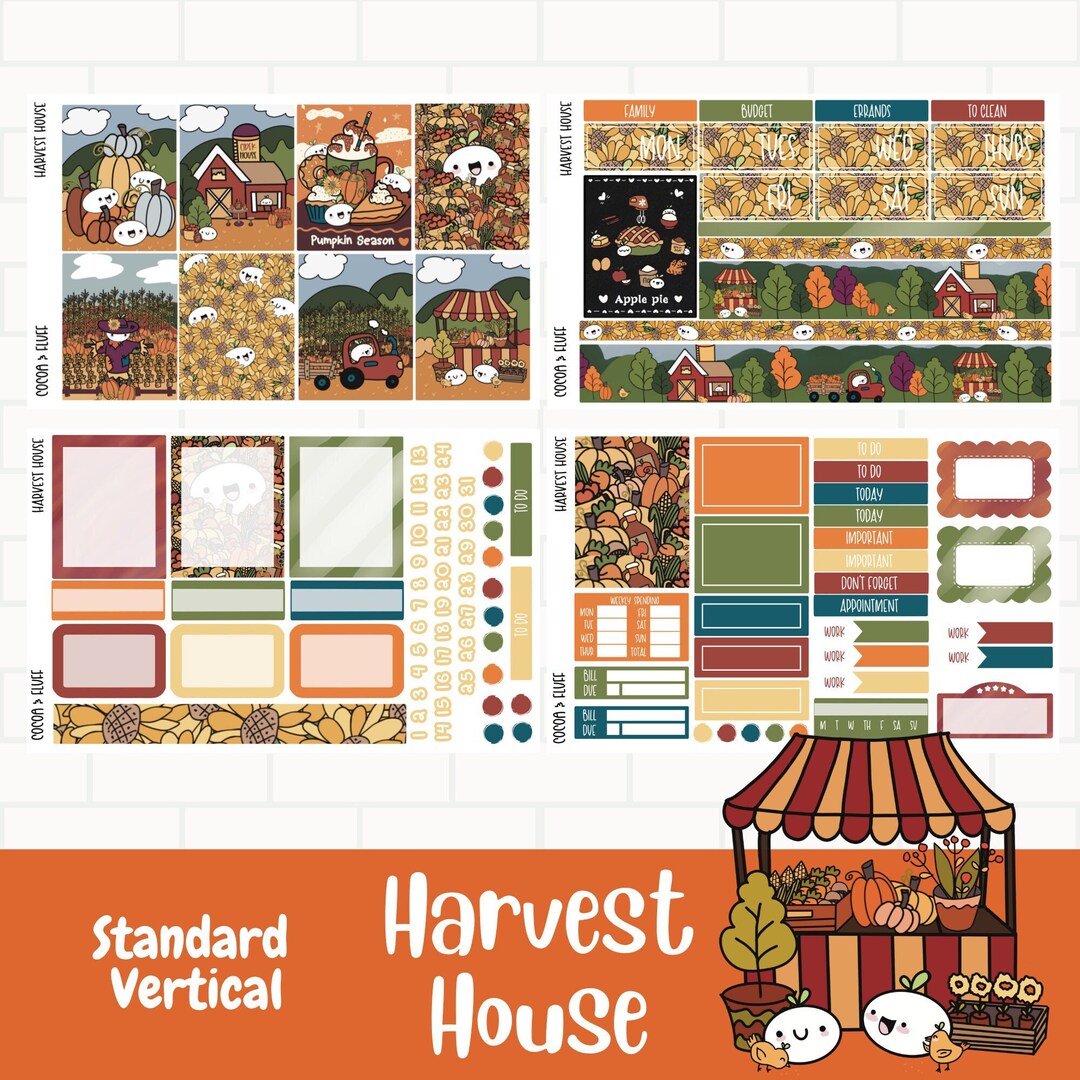 Harvest House Planner Stickers, Planner Sticker Kit, Fall Sticker Kit ...