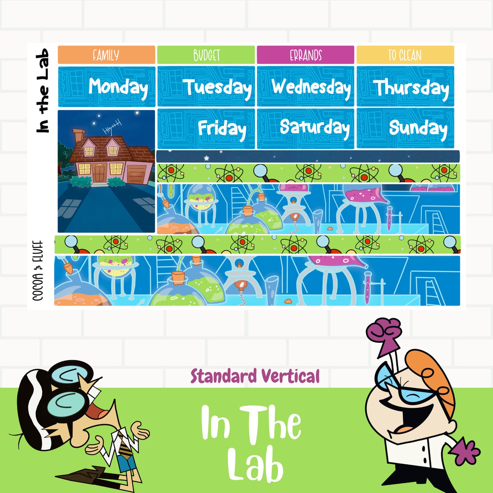 In the Lab Standard Vertical Stickers, Cartoon Planner Stickers, Dexter ...