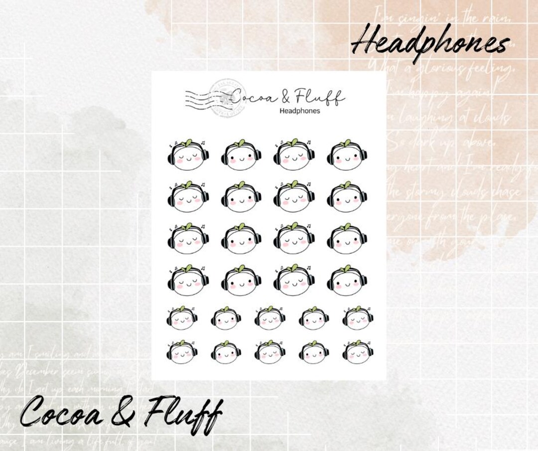 Headphones Leafy Planner Icons, Hand Drawn Audiobook Stickers, Leafy ...