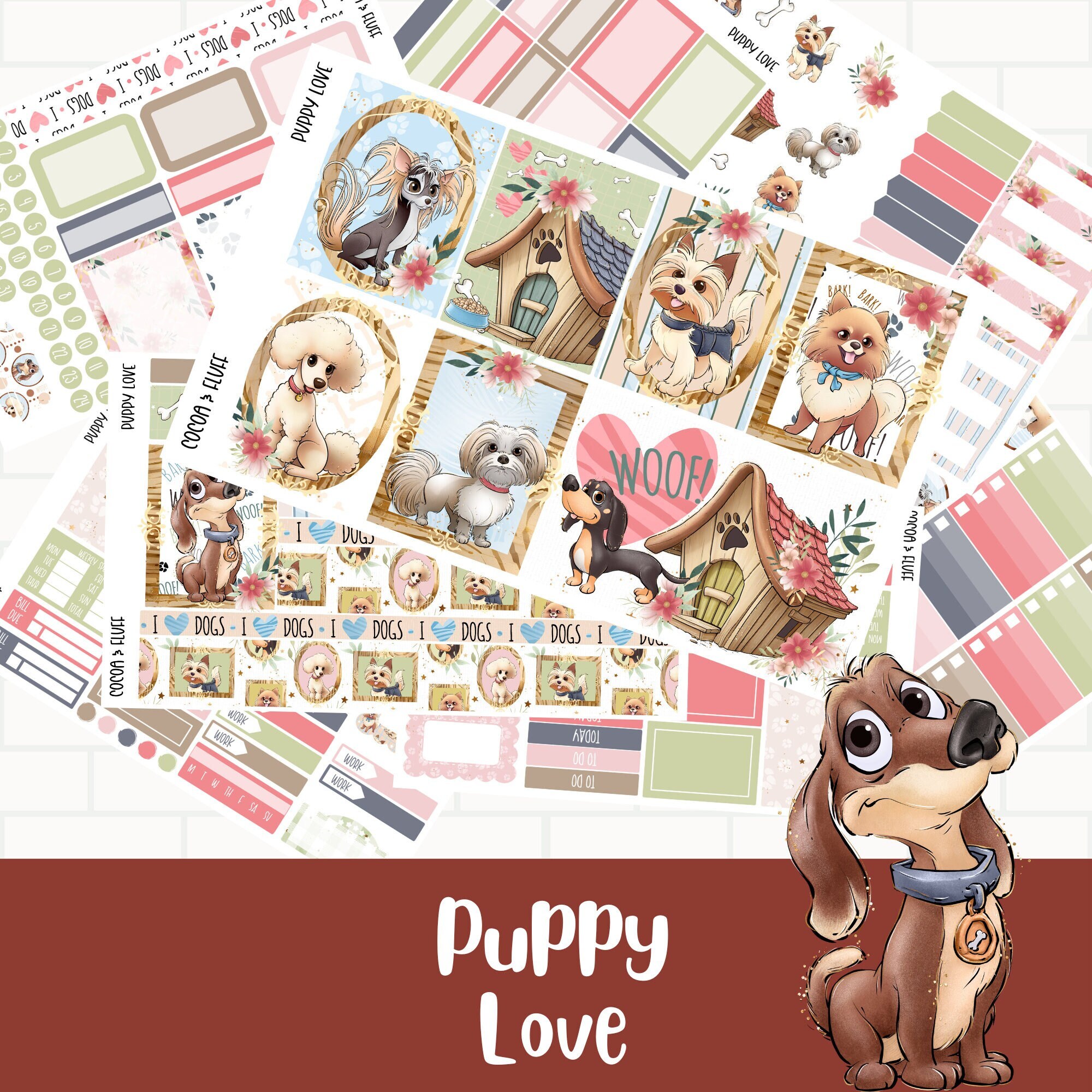 Puppy Love Stickers Dog Love Heart Sticker Unique Gifts Shop Emily
