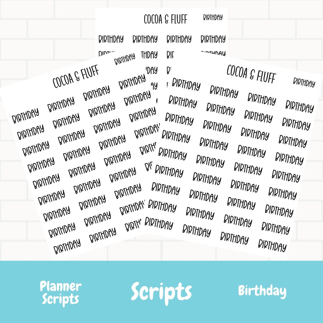 Birthday Script Stickers, Scripts, Celebrate Script Stickers, Happy ...