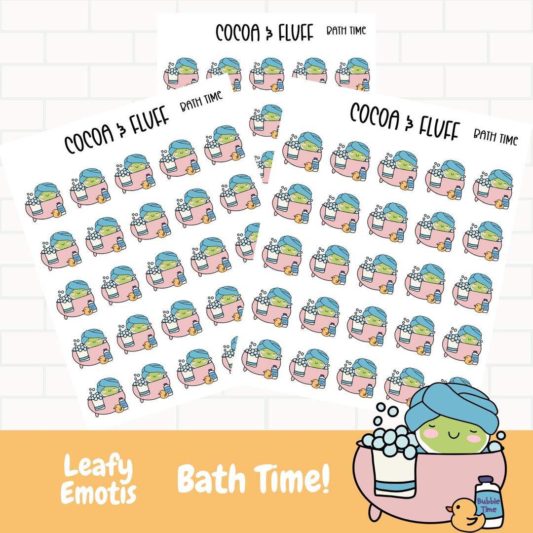 Bath Time Leafy Planner Icons, Hand Drawn Bath Stickers, Leafy Planner ...