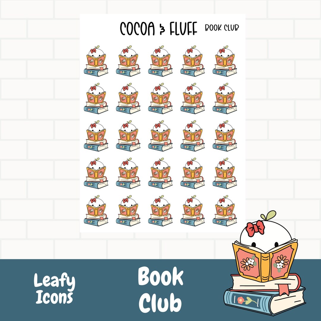 Book Club Planner Icons, Hand Drawn Leafy Icons, Leafy Planner Icons ...