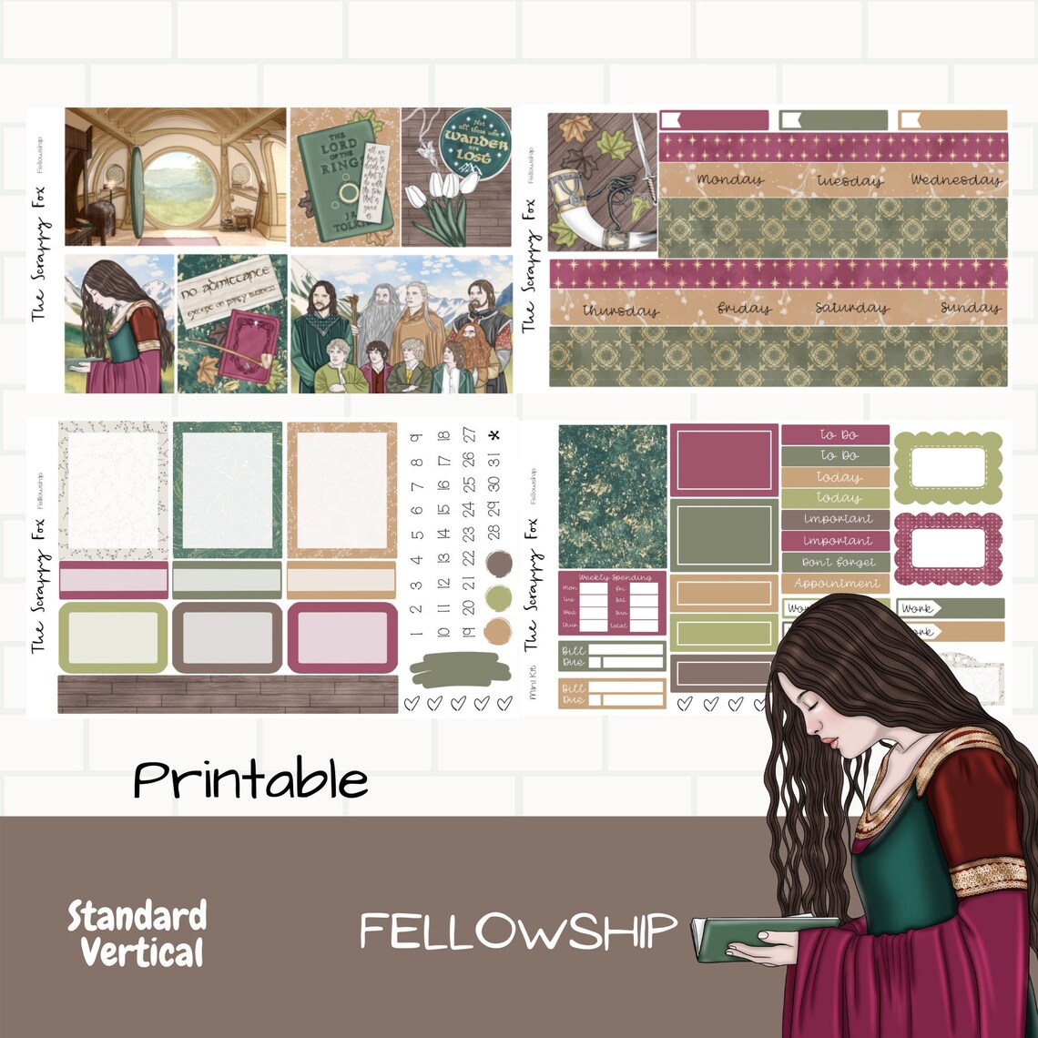 PRINTABLE Sticker Kit/ Fellowship/ Standard Vertical Planner - Etsy