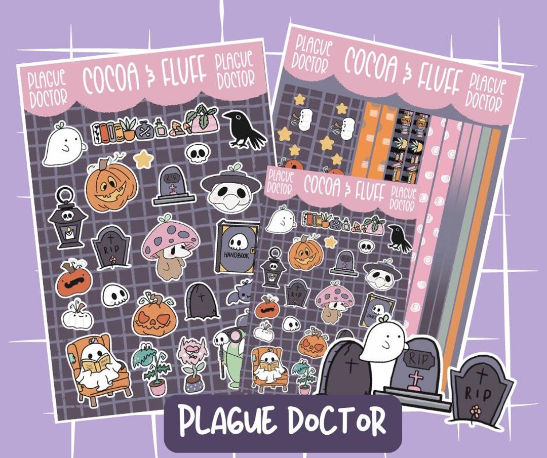 Plague Doctor Sticker Sheet, Hand Drawn Stickers, Daily Journal, Micro ...