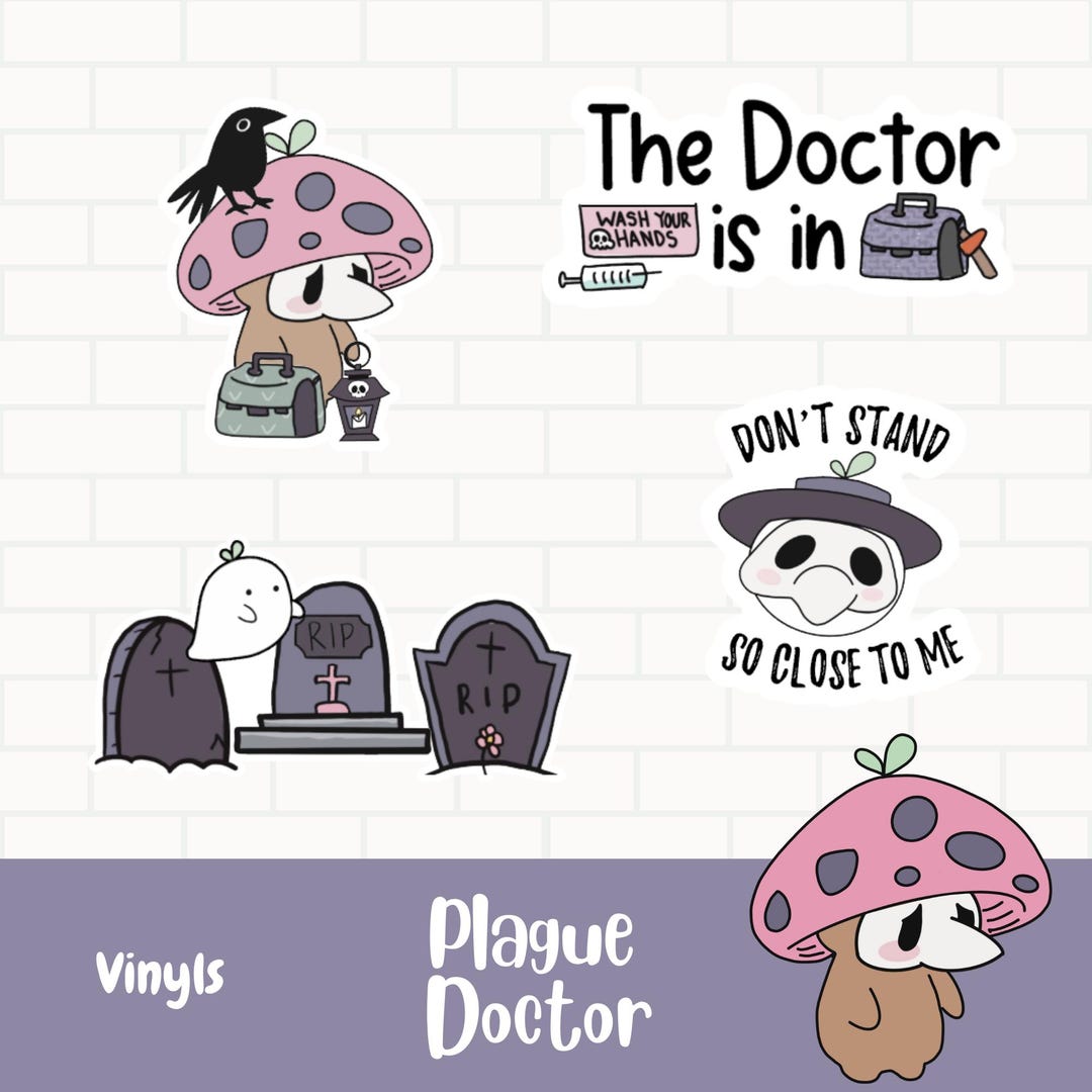 Plague Doctor Vinyl Stickers, Hand Drawn Stickers, Daily Journal ...