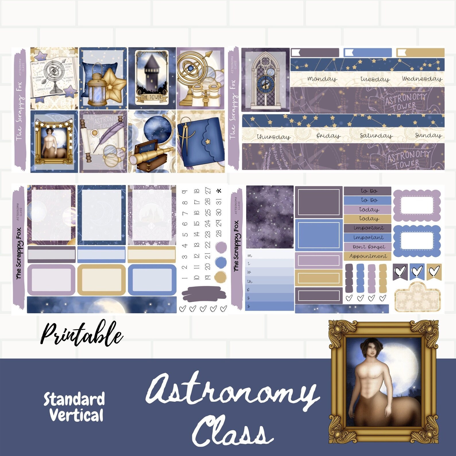 PRINTABLE Sticker Kit/ Astronomy Class / Standard Vertical - Etsy