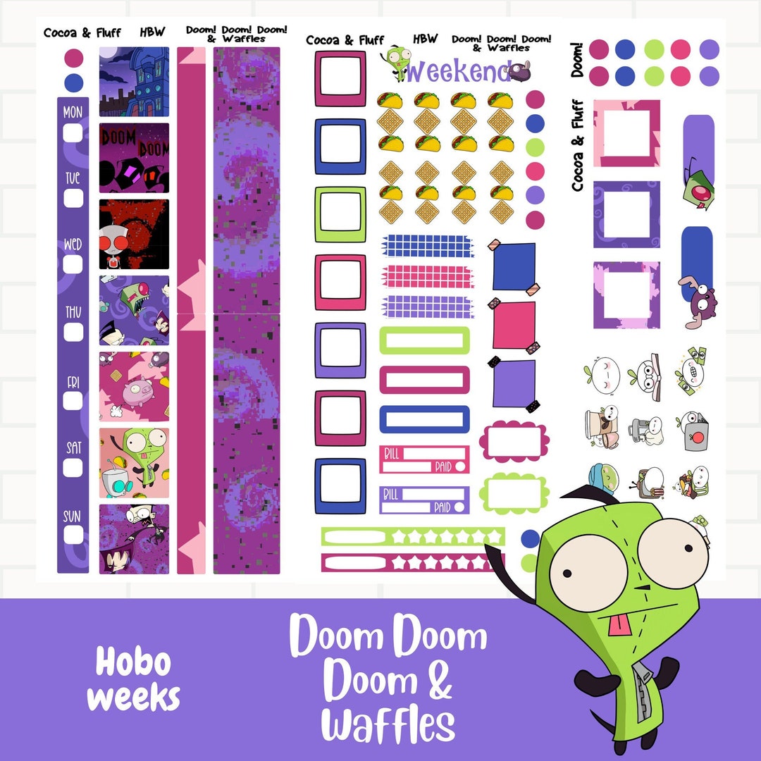 Doom Doom Doom & Waffles Hobonichi Weeks Planner Stickers, Weekly ...