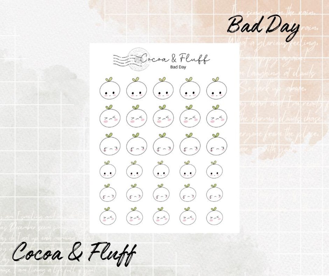 Bad Day Planner Icons, Hand Drawn Art, Sad Planner Stickers, Crying ...