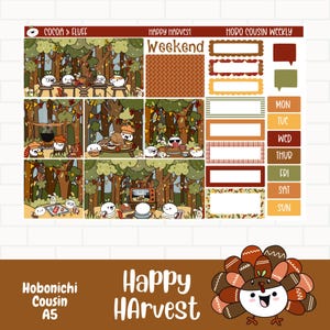 Happy Harvest Planner Stickers, Hobonichi Cousin Weekly Sticker Kit ...