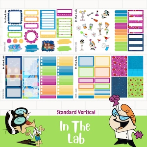 In the Lab Standard Vertical Stickers, Cartoon Planner Stickers, Dexter ...