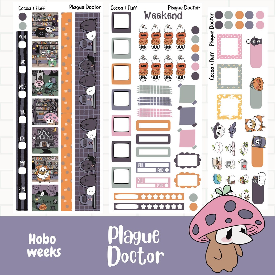 Plague Doctor Planner Stickers, Planner Sticker Kit, Spooky Season ...