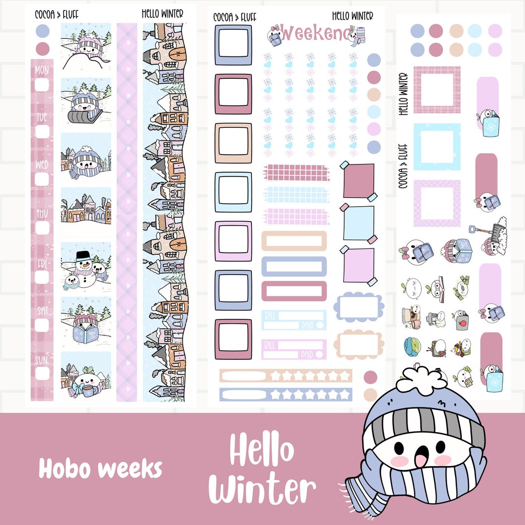 Hello Winter Hobonichi Weeks Planner Stickers, Weekly Sticker Kit, Hand ...