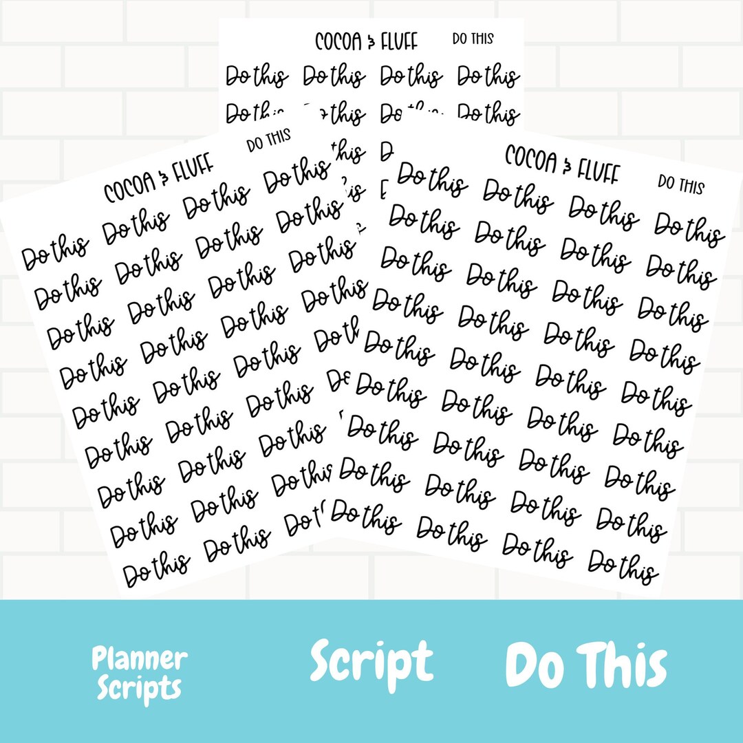 Do This Word Script Headers Planner Stickers, Black Words on White Sticker Paper, Planner ...