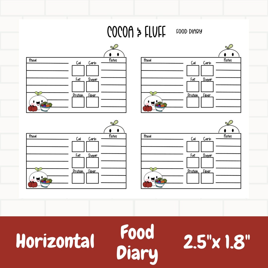 Food Diary Tracker, Leafy Planner Icons, Hand Drawn Stickers, Food ...