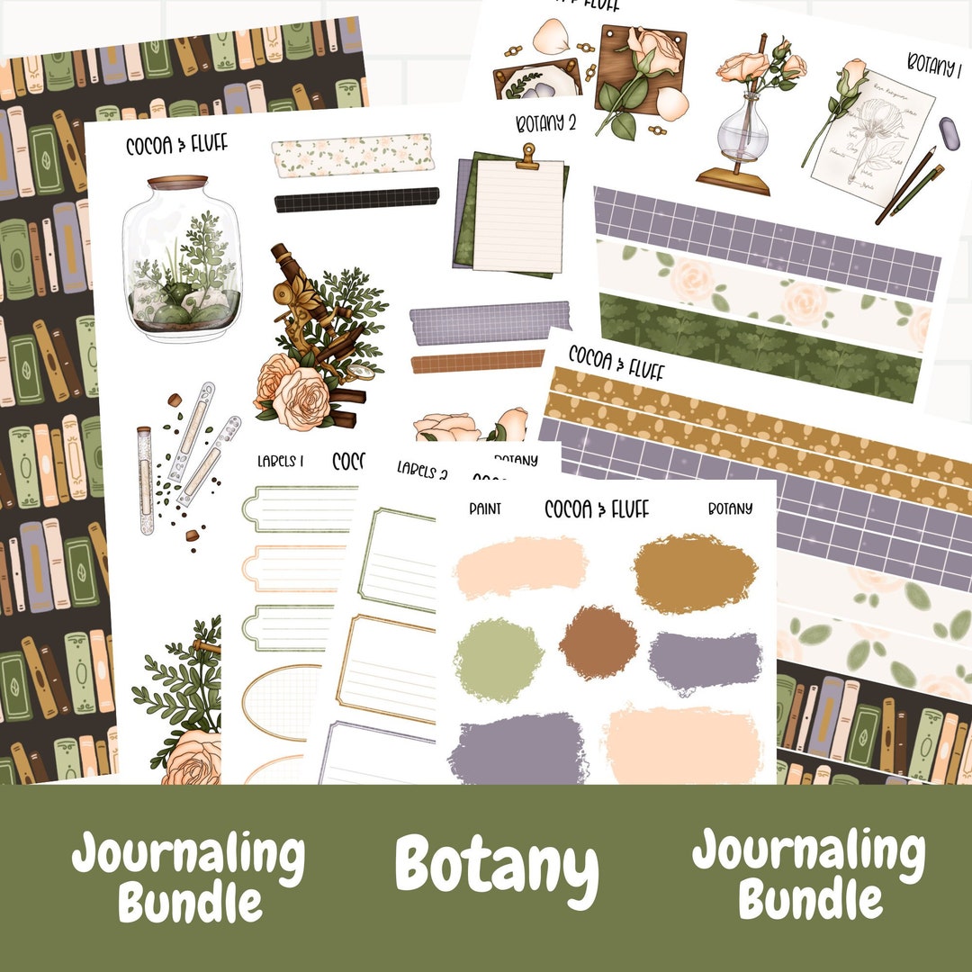 Botany Deco Bundle, Planner Deco Sheets, Planner Stickers, Journaling ...
